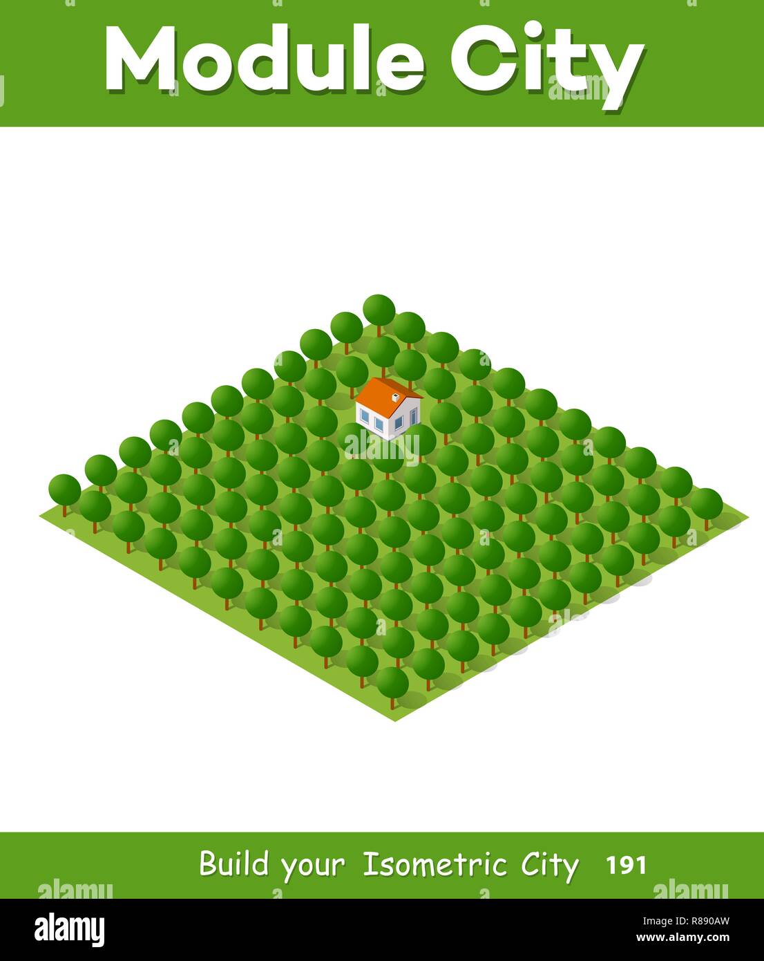 Natural landscape isometric forest with trees and plants green travel ...
