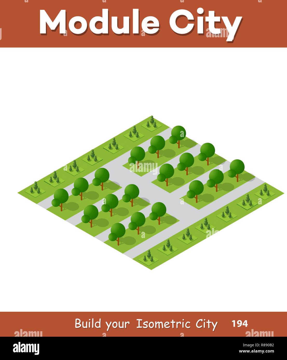 Natural landscape isometric forest with trees and plants green travel ...