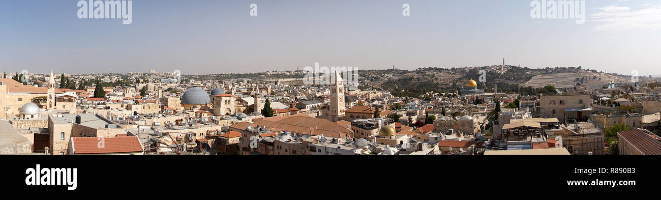 Panorama of the city from the top of Damascus Gate, including the ...
