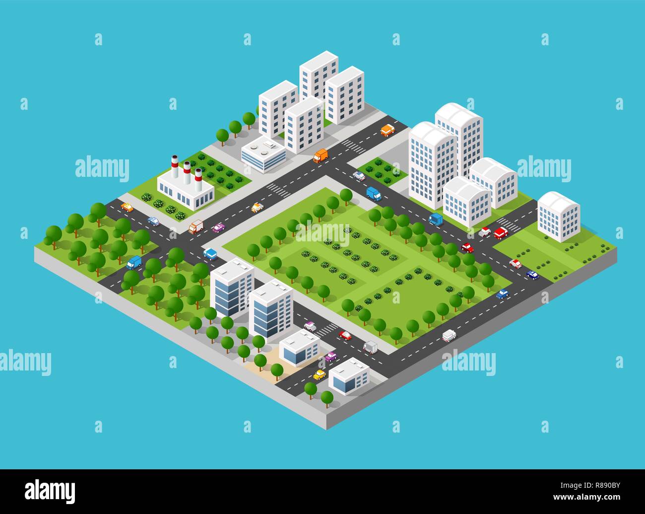 City isometric of urban infrastructure business. Vector building ...