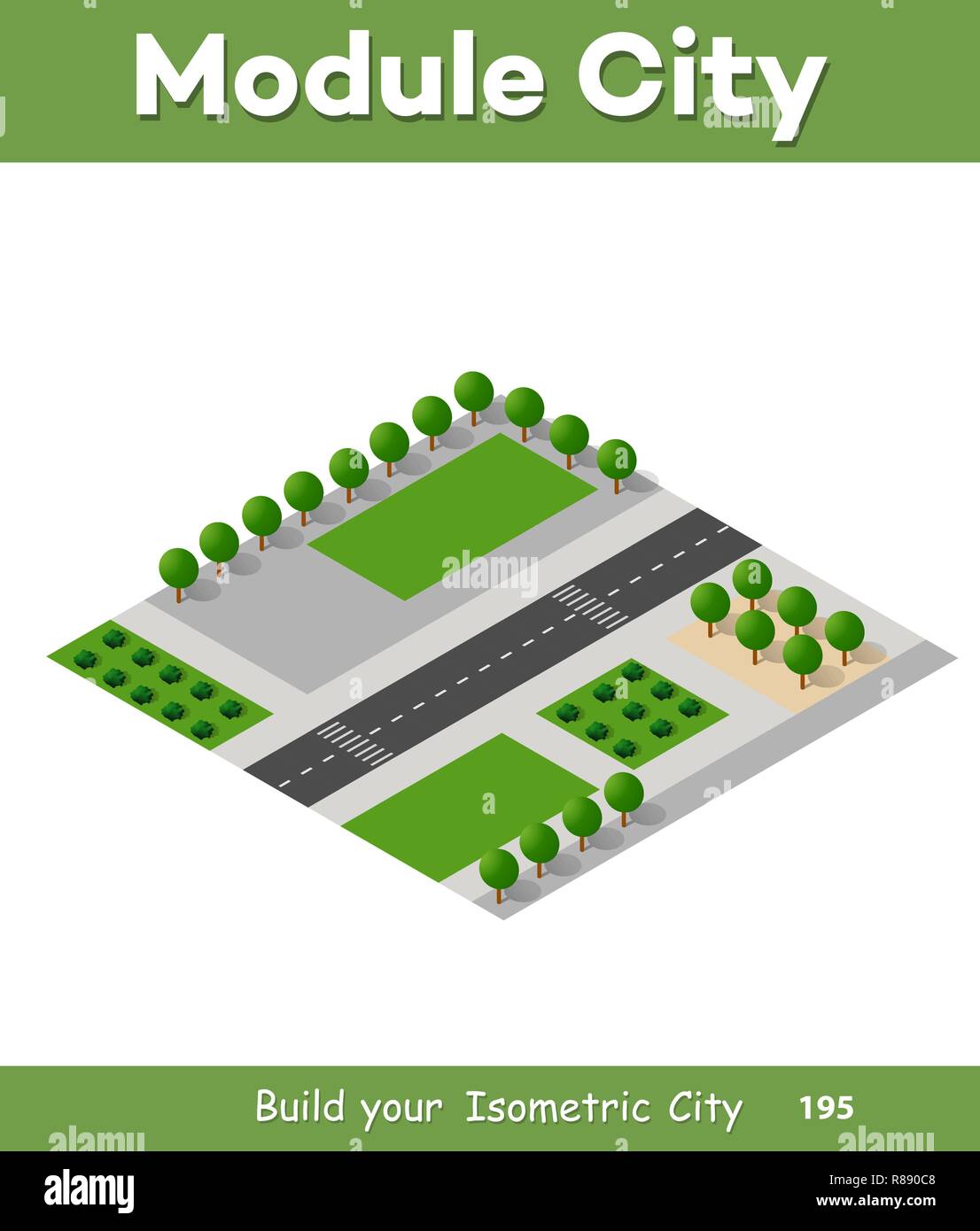 Natural landscape isometric forest with trees and plants, expressway ...