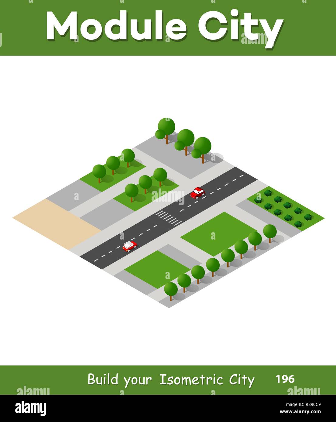 Natural landscape isometric forest with trees and plants, expressway ...