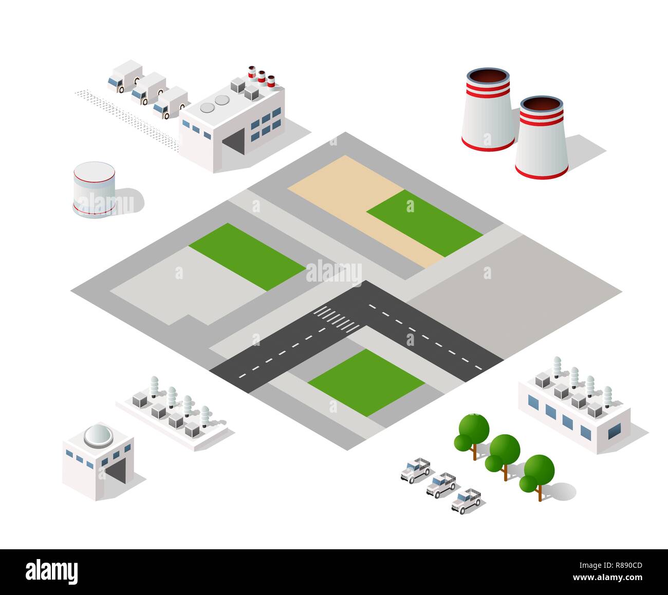 Set of modern isometric buildings and plants for sites and games Stock ...
