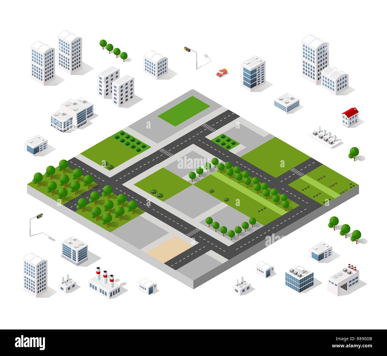 Set of isometric objects and elements for construction and constructing ...