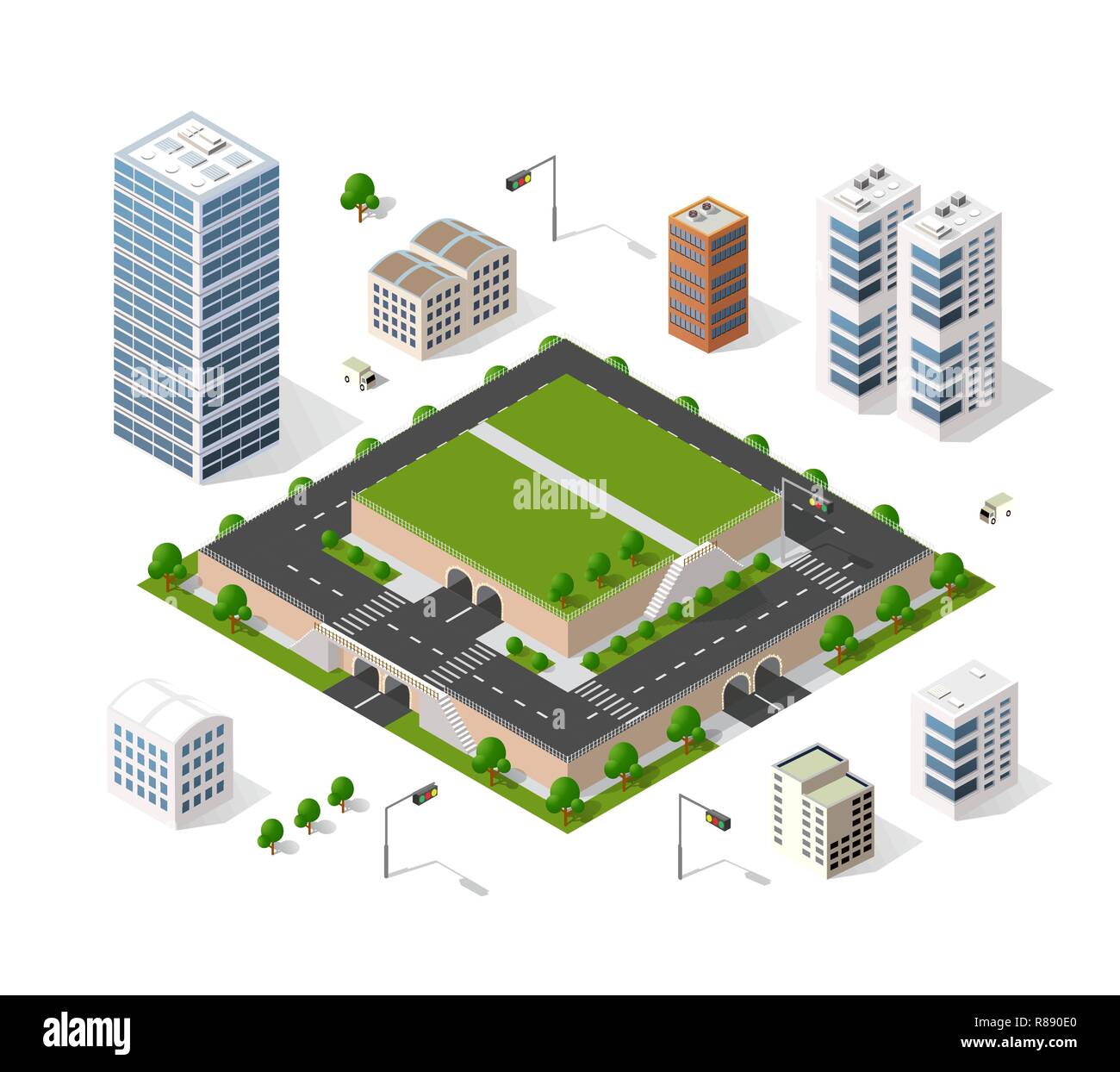 Set of isometric objects and elements for construction and constructing ...