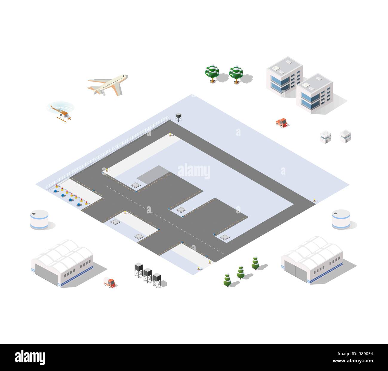 Set of isometric objects and elements for construction and constructing ...