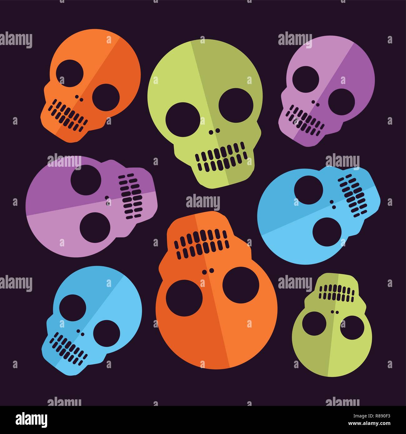 Skull Halloween pattern set of decorative design elements for templates ...