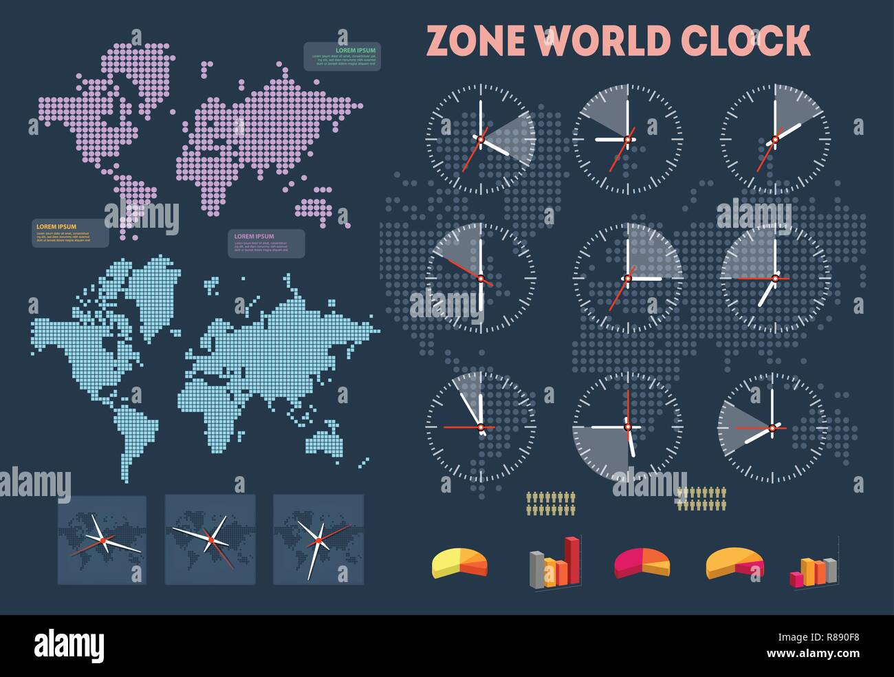 World time infographics on the map background Stock Vector Image & Art ...