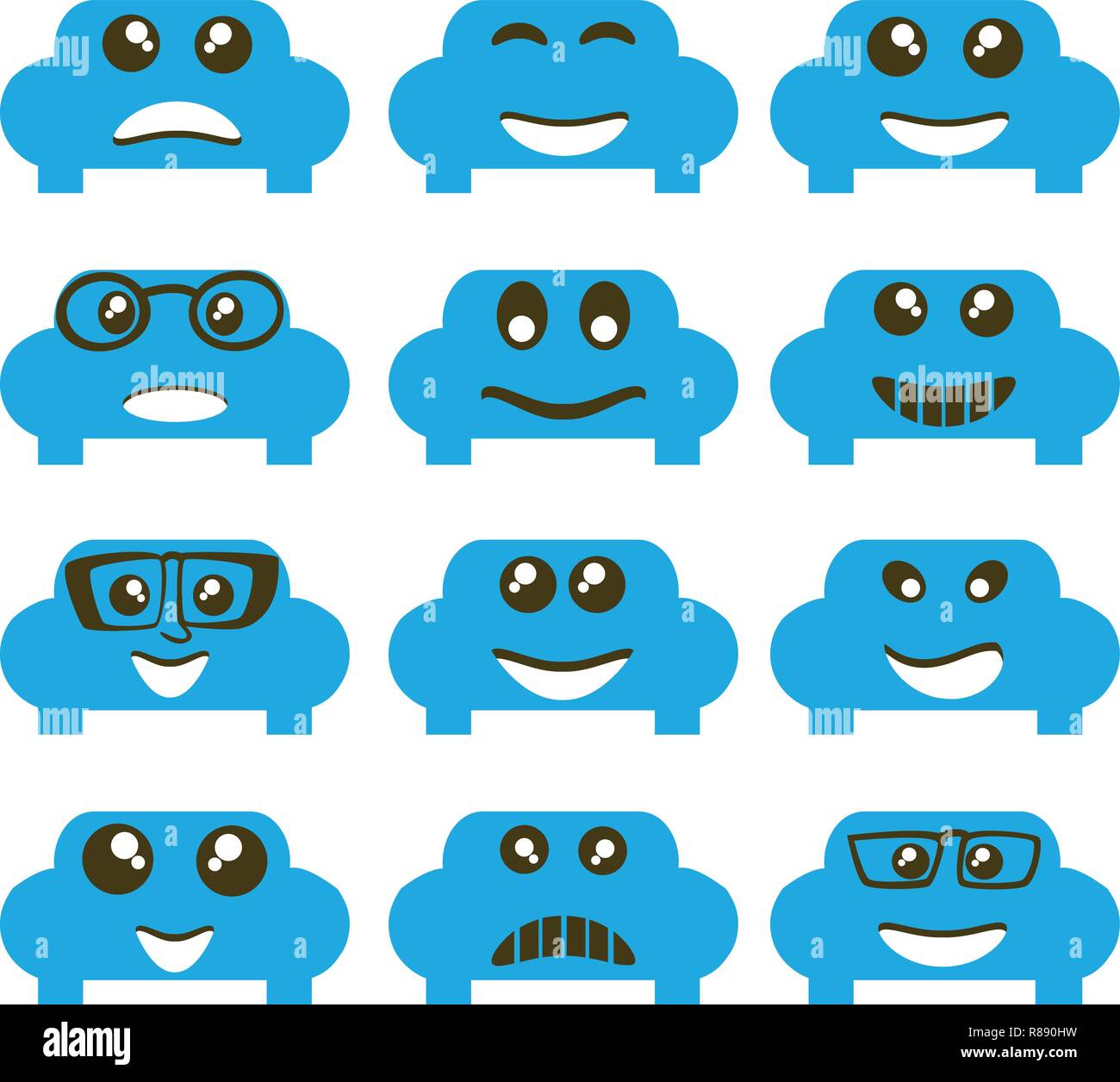 Emoji emoticon expression icons in style car face symbols graphics ...