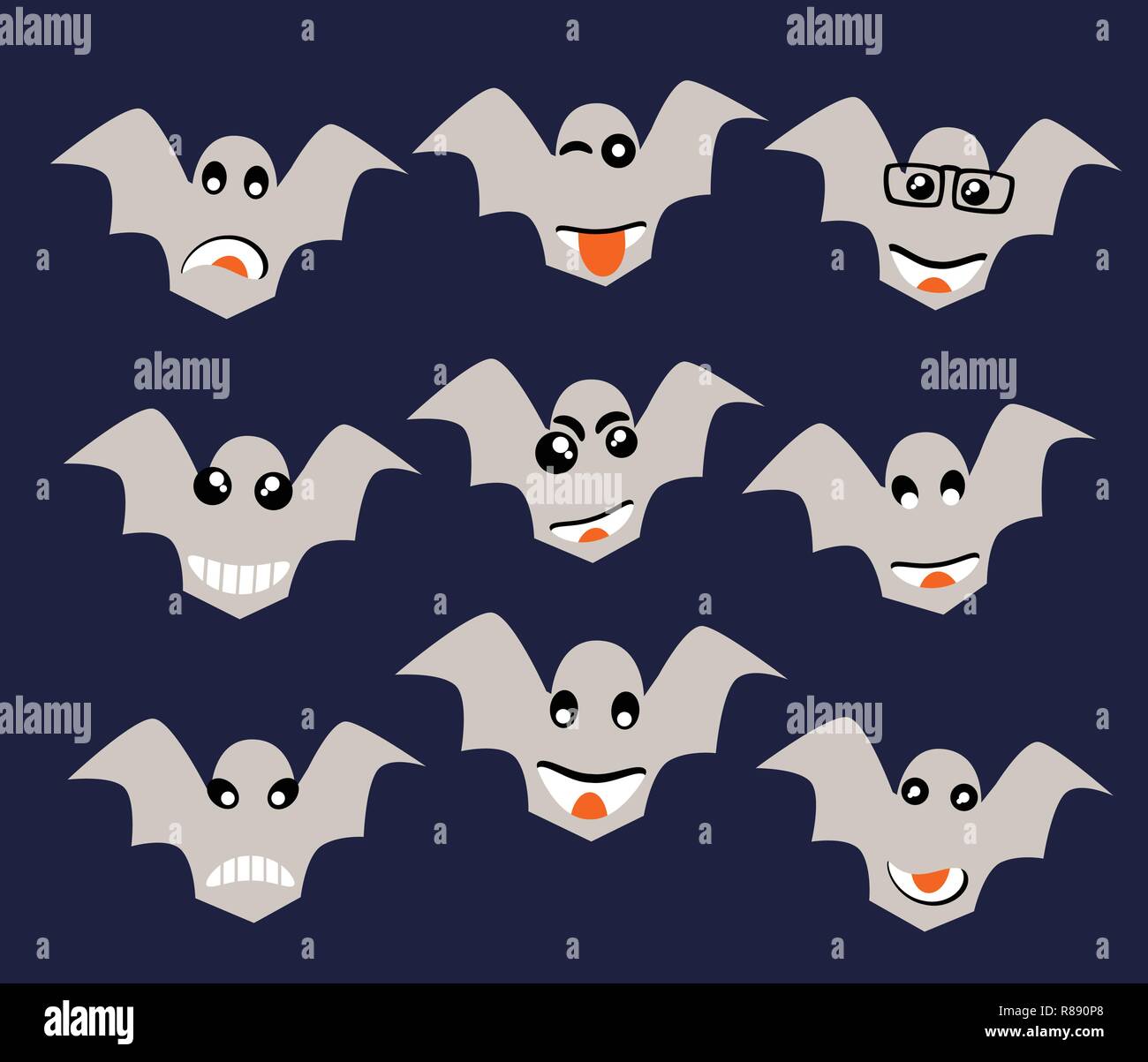 Emoji emoticon expression icons in style halloween spook face symbols ...