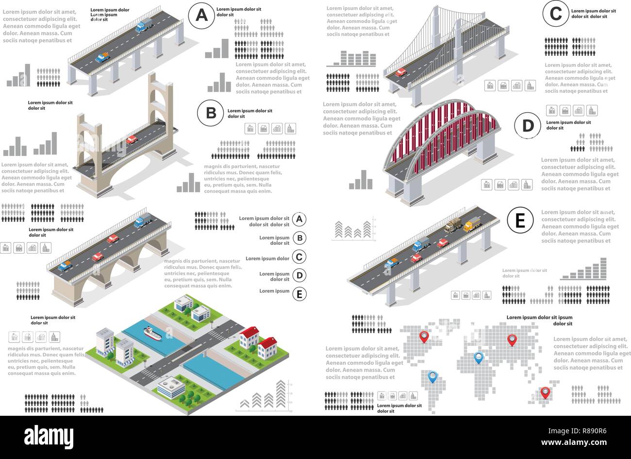 Infographics of bridges in the field of industrial construction and ...