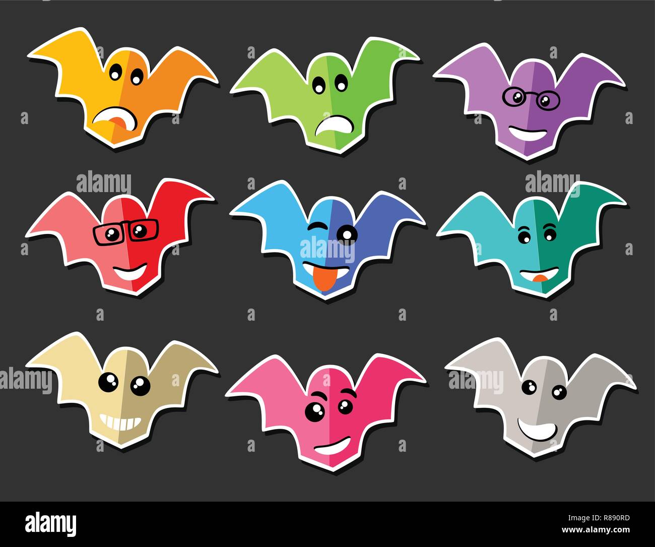 Emoji emoticon expression icons in style halloween face symbols ...