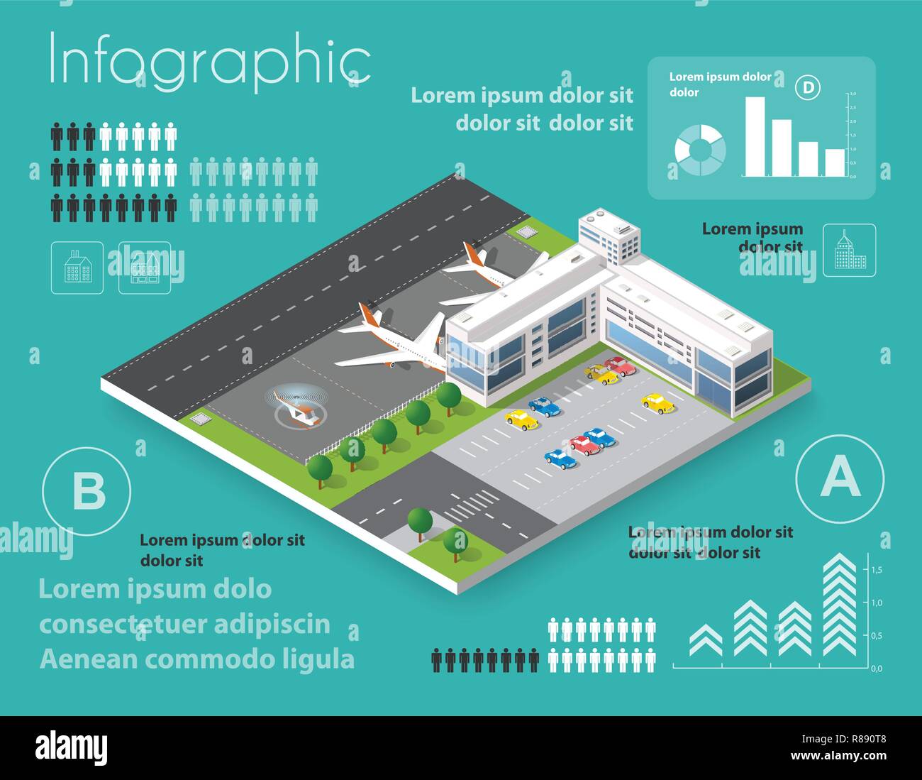 Infographics of transportation flights airport in the field of ...