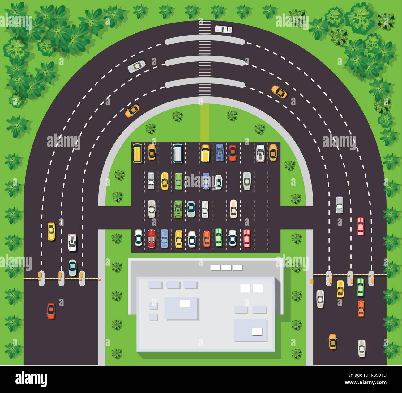 Top view of city map. Crossroads of urban streets with traffic ...