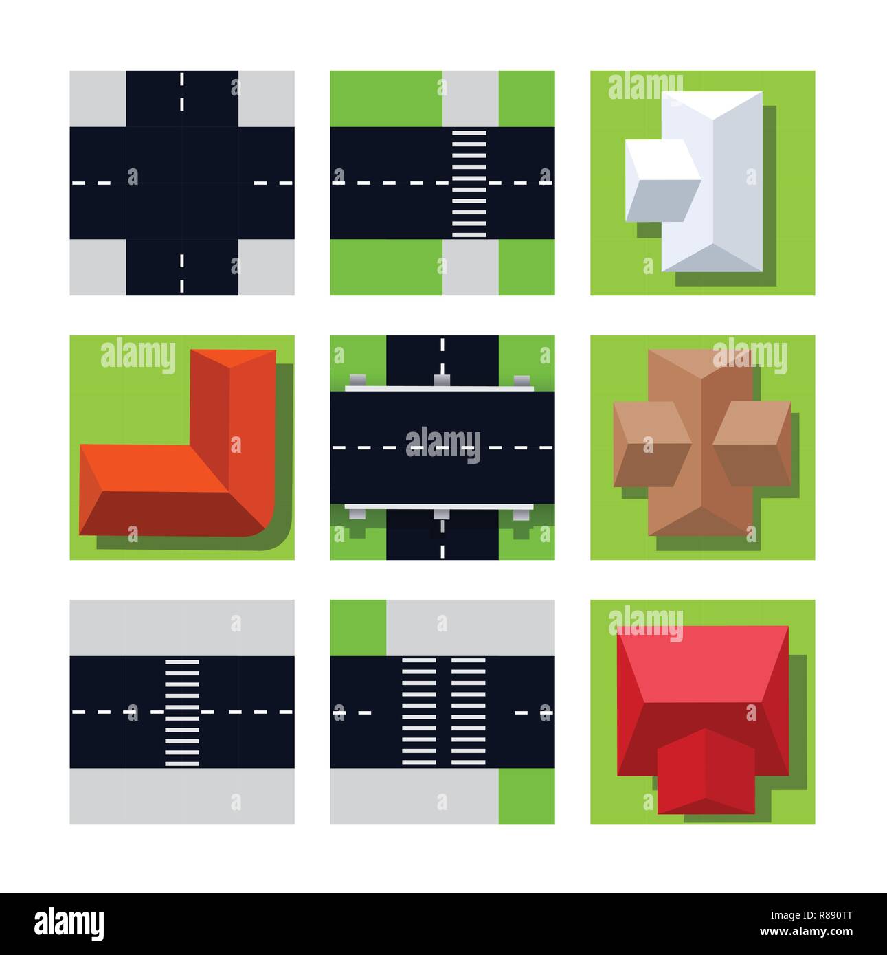 Top view of city map. Crossroads of urban streets with traffic ...