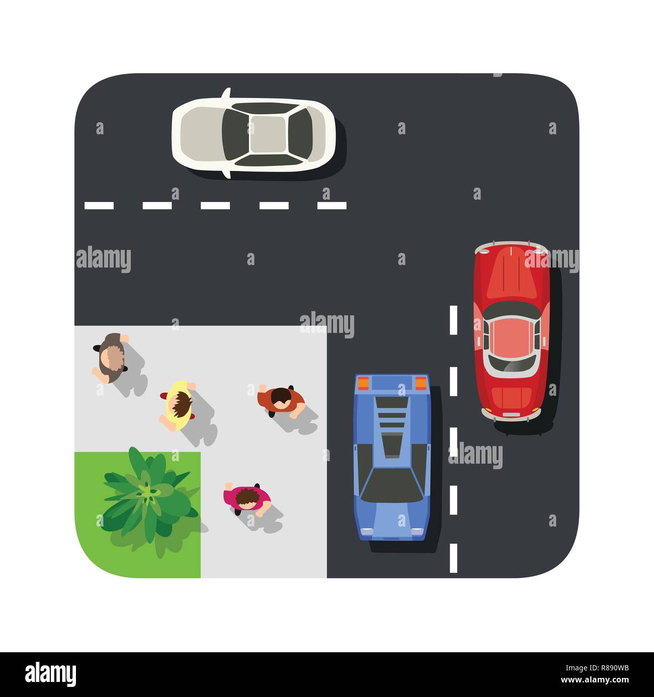 Top view of city map. Crossroads of urban streets with traffic ...