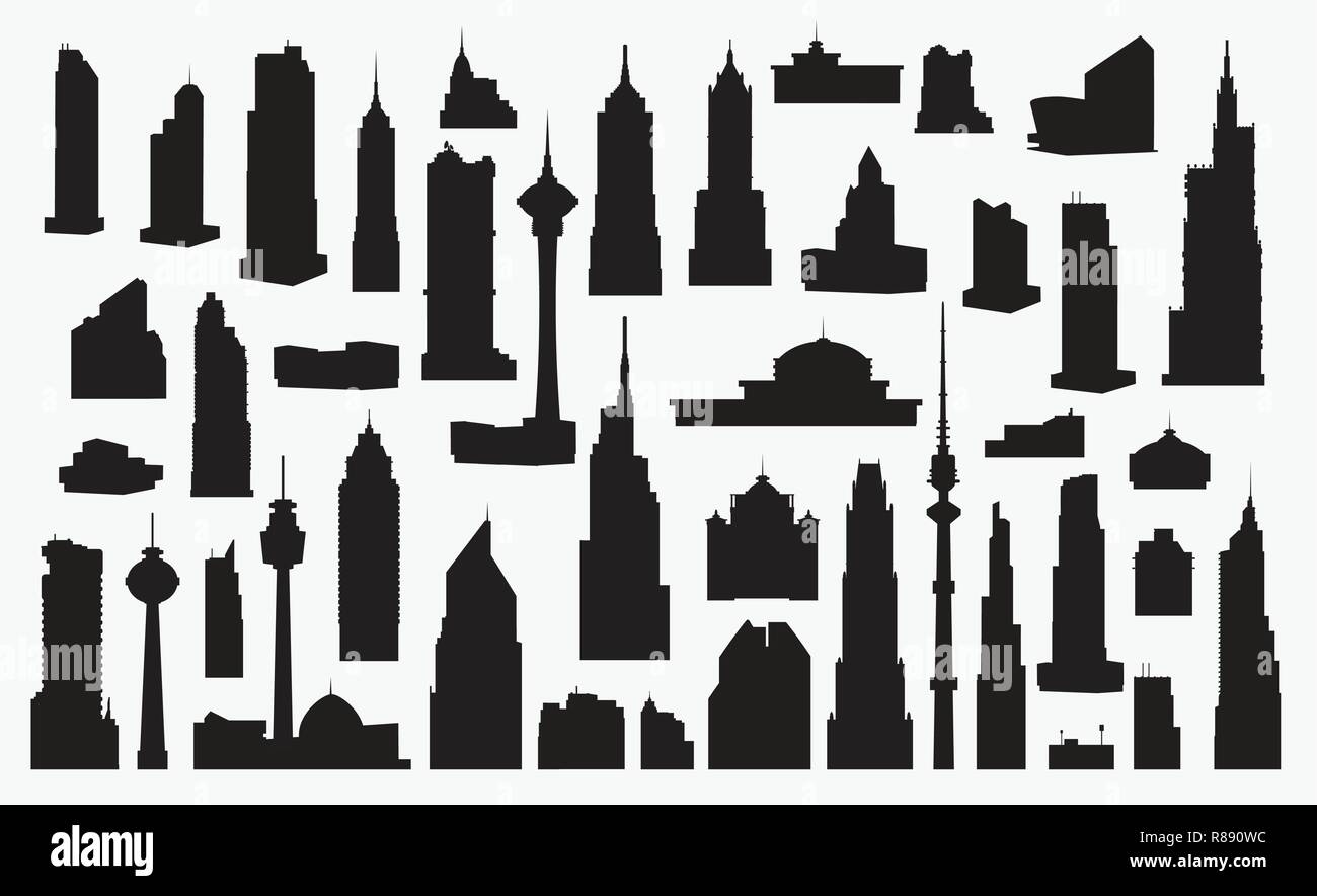 High rise skyscraper skyscrapers building buildings sign Stock Vector ...