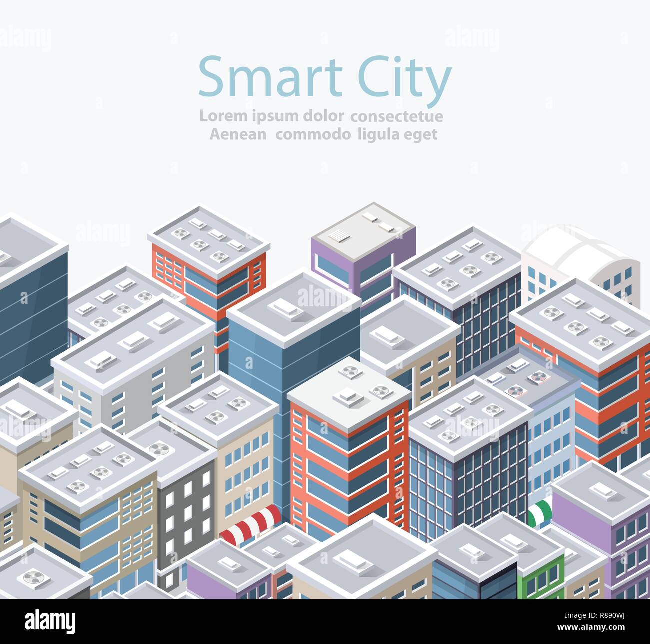 Smart city isometric urban conceptual city illustration, houses ...