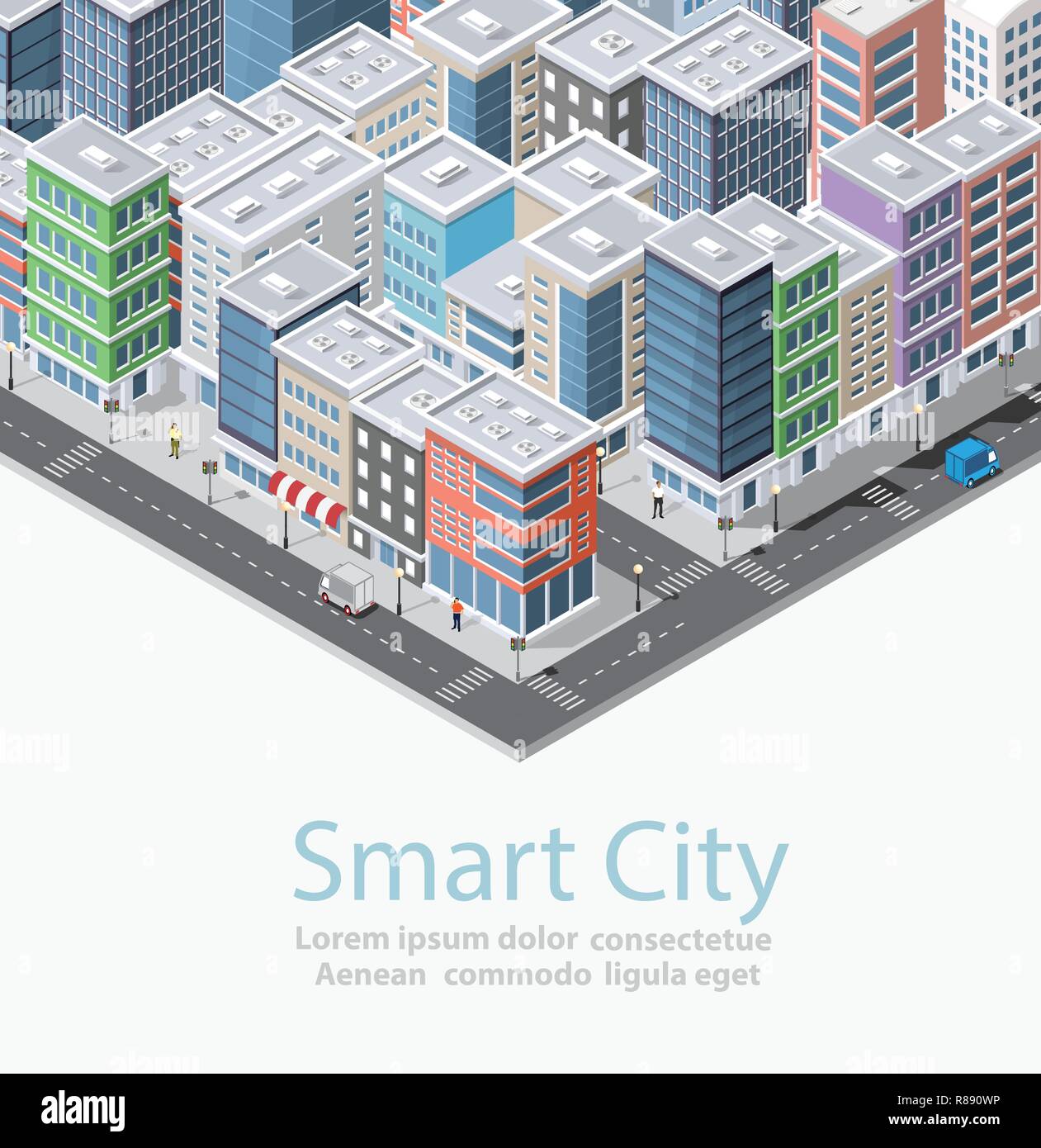 Smart city isometric urban conceptual city illustration, houses ...