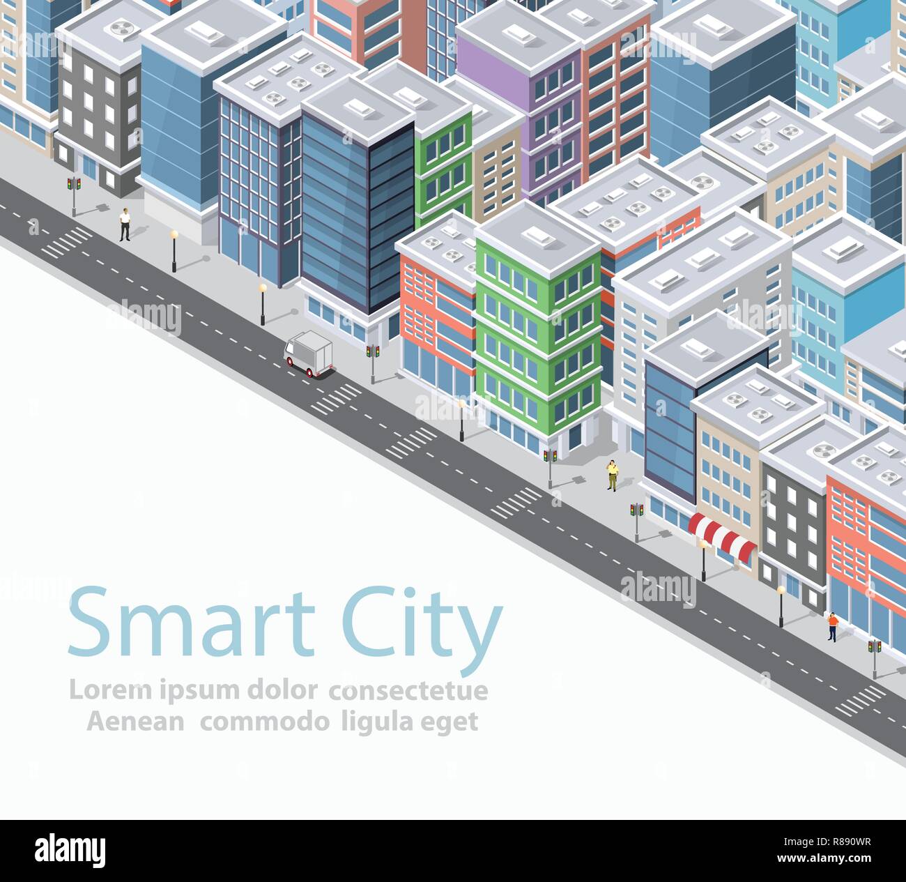 Smart city isometric urban conceptual city illustration, houses ...