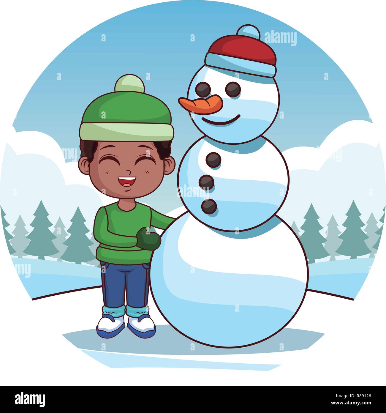 cute winter boy cartoon Stock Vector Image & Art - Alamy