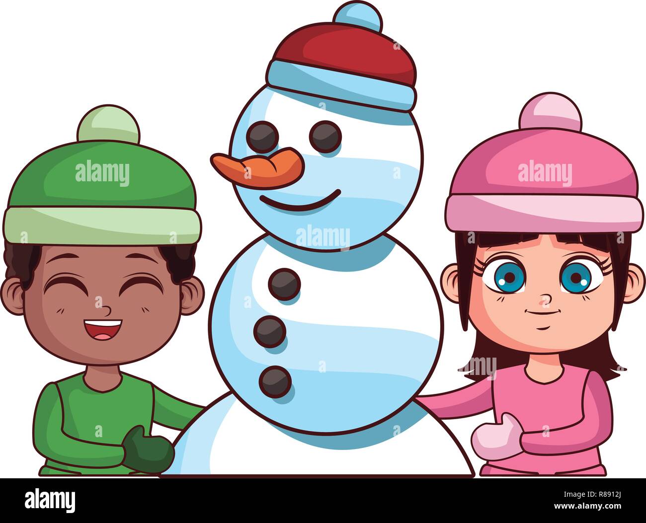 cute winter children cartoon Stock Vector Image & Art - Alamy