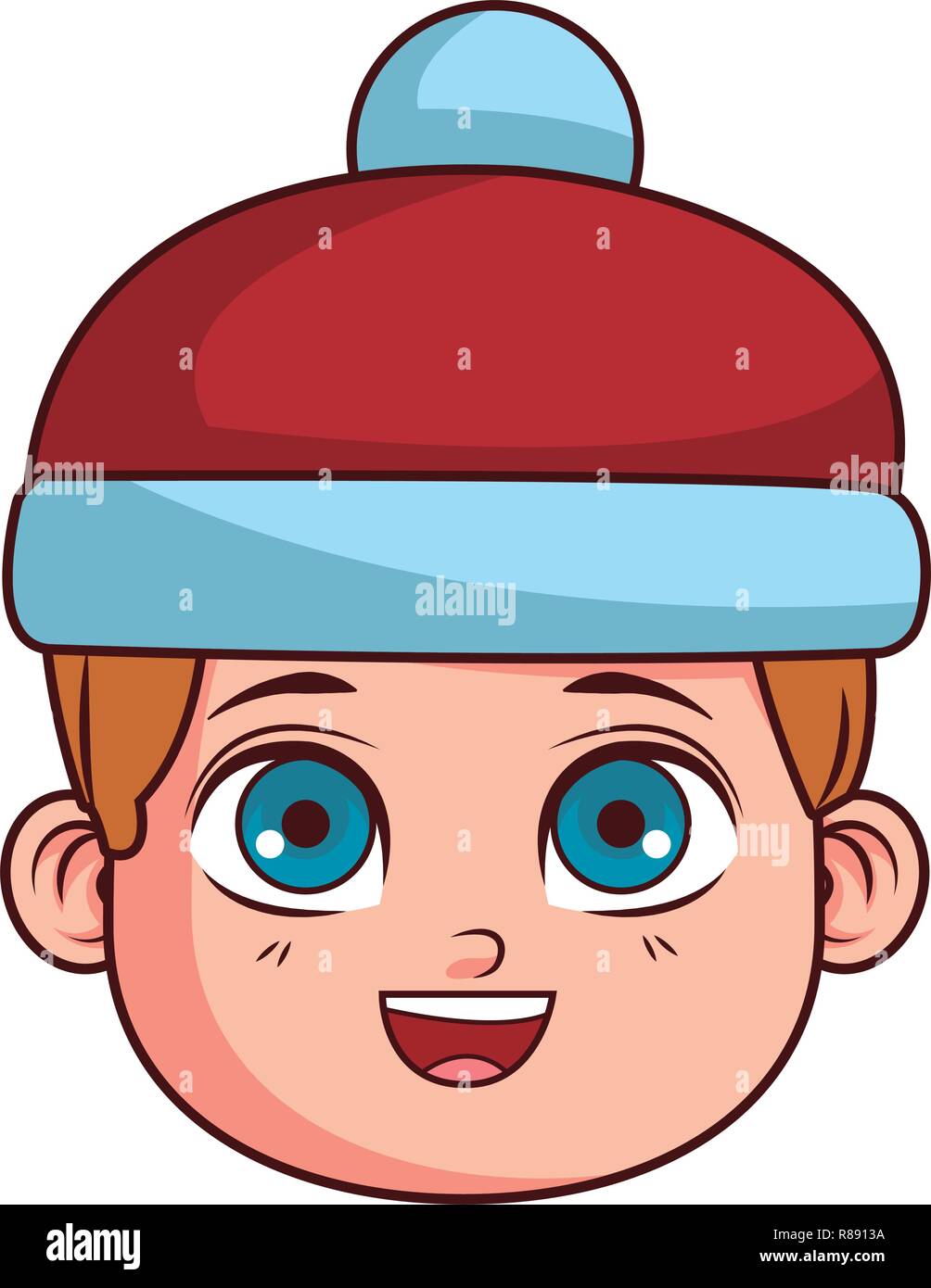 cute winter boy face cartoon Stock Vector Image & Art - Alamy