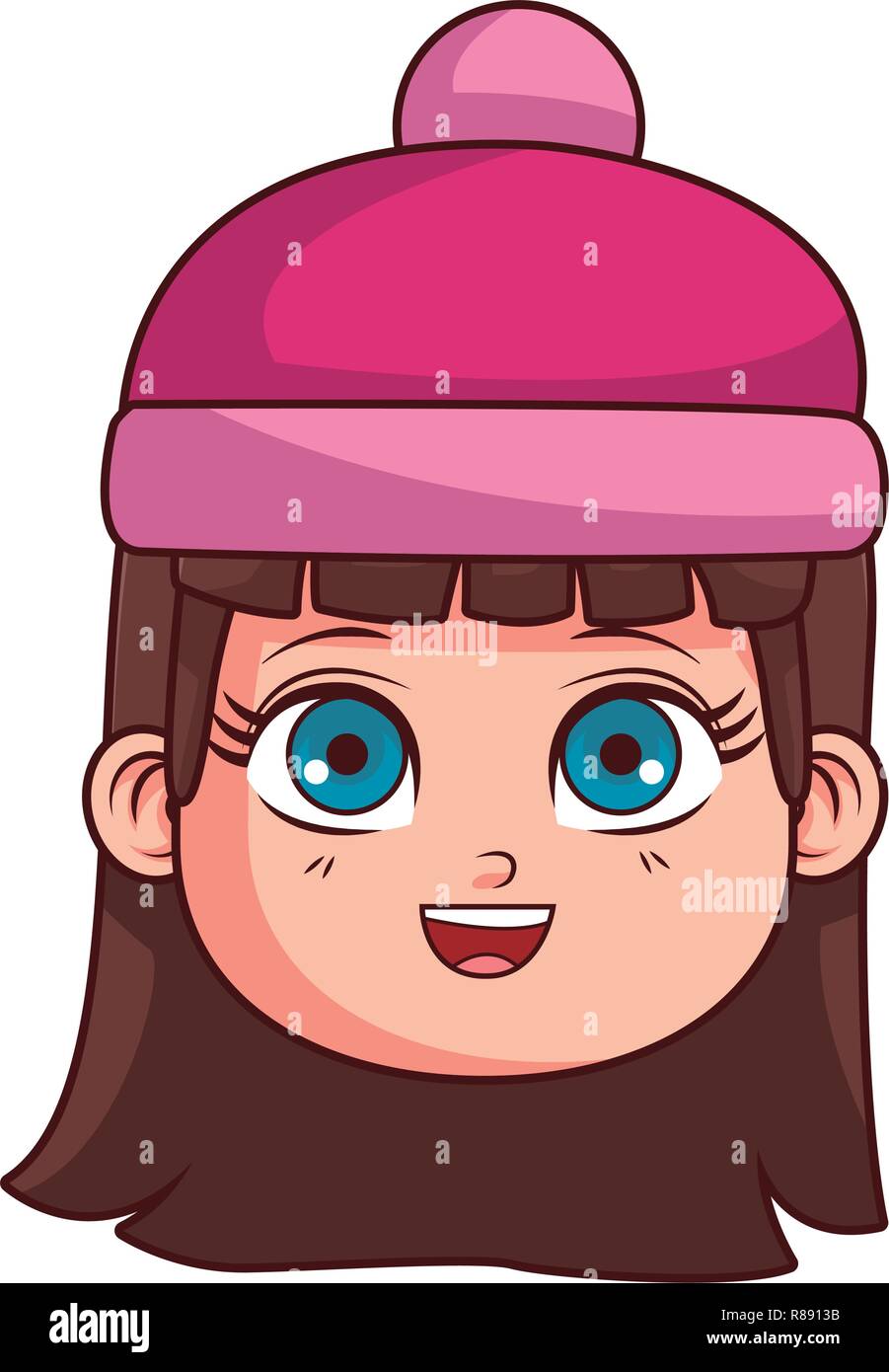 cute winter girl face cartoon Stock Vector Image & Art - Alamy