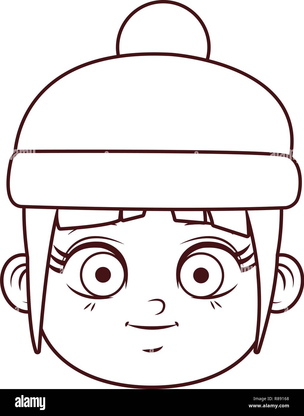 cute winter girl face cartoon Stock Vector Image & Art - Alamy