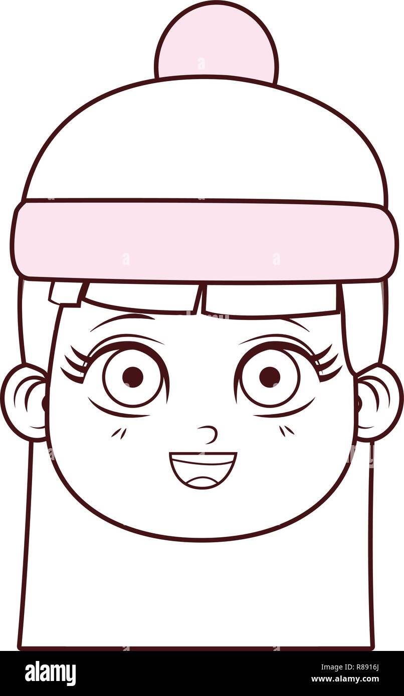 cute winter girl face cartoon Stock Vector Image & Art - Alamy