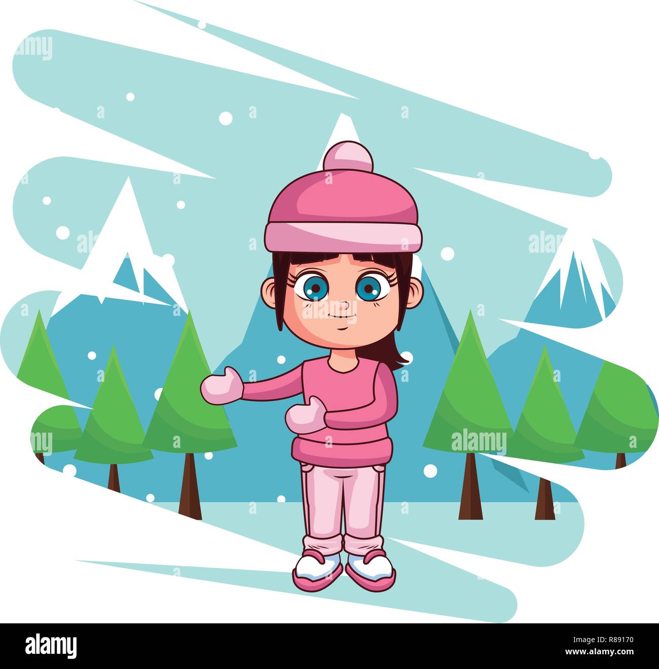 cute winter girl cartoon Stock Vector Image & Art - Alamy