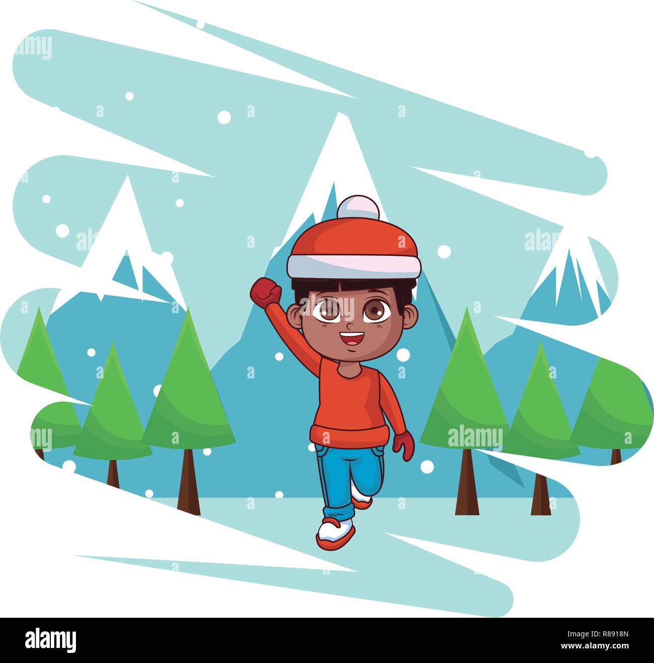 cute winter boy cartoon Stock Vector Image & Art - Alamy