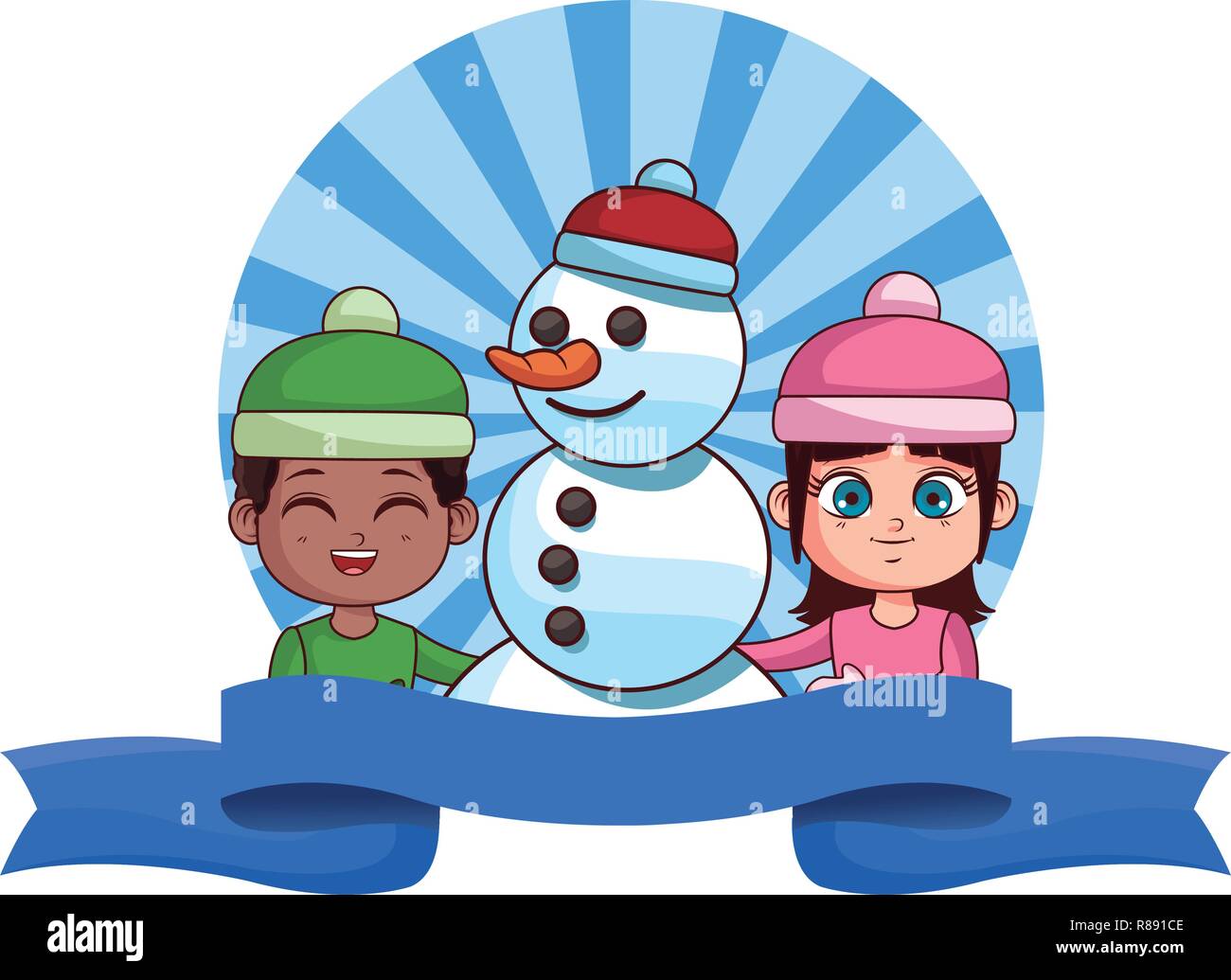 cute winter children cartoon Stock Vector Image & Art - Alamy
