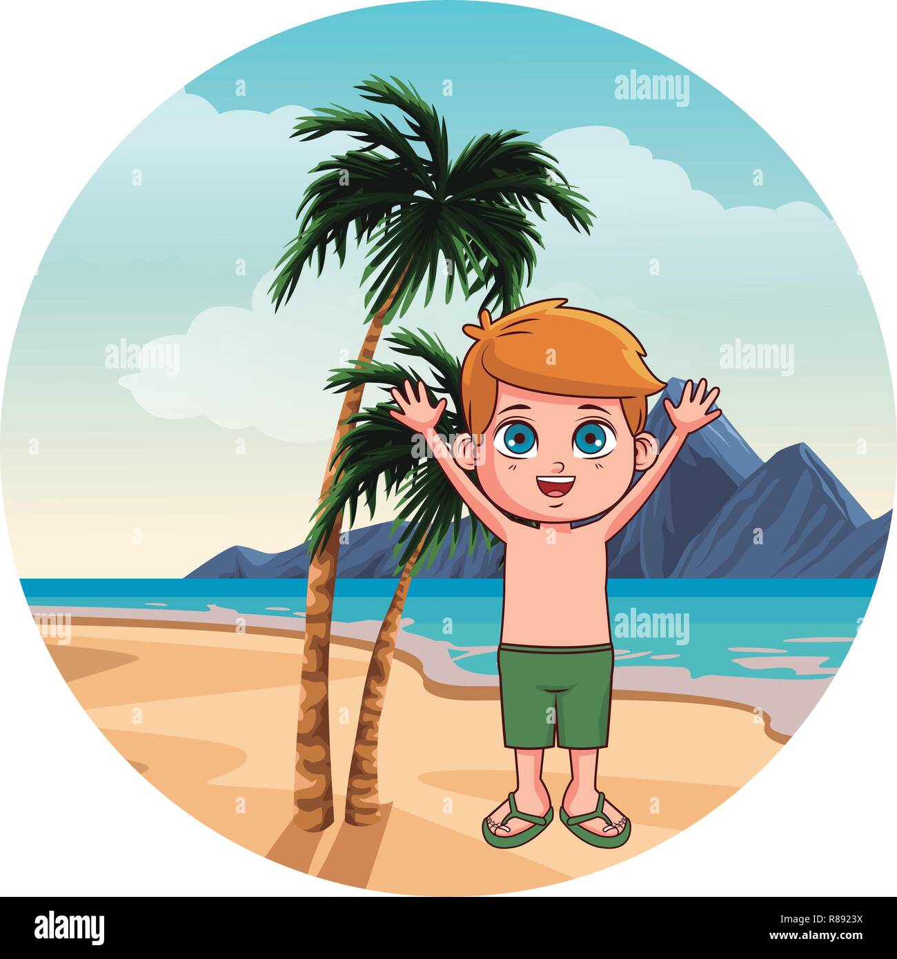 Palms and mountains Stock Vector Images - Alamy