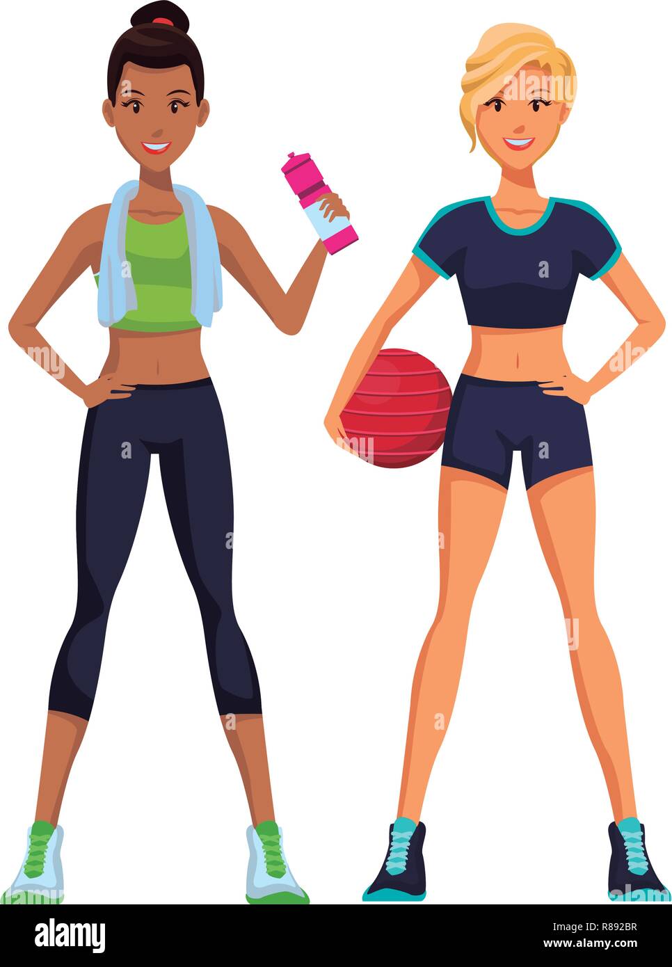 Fitness women cartoon Stock Vector Image & Art - Alamy