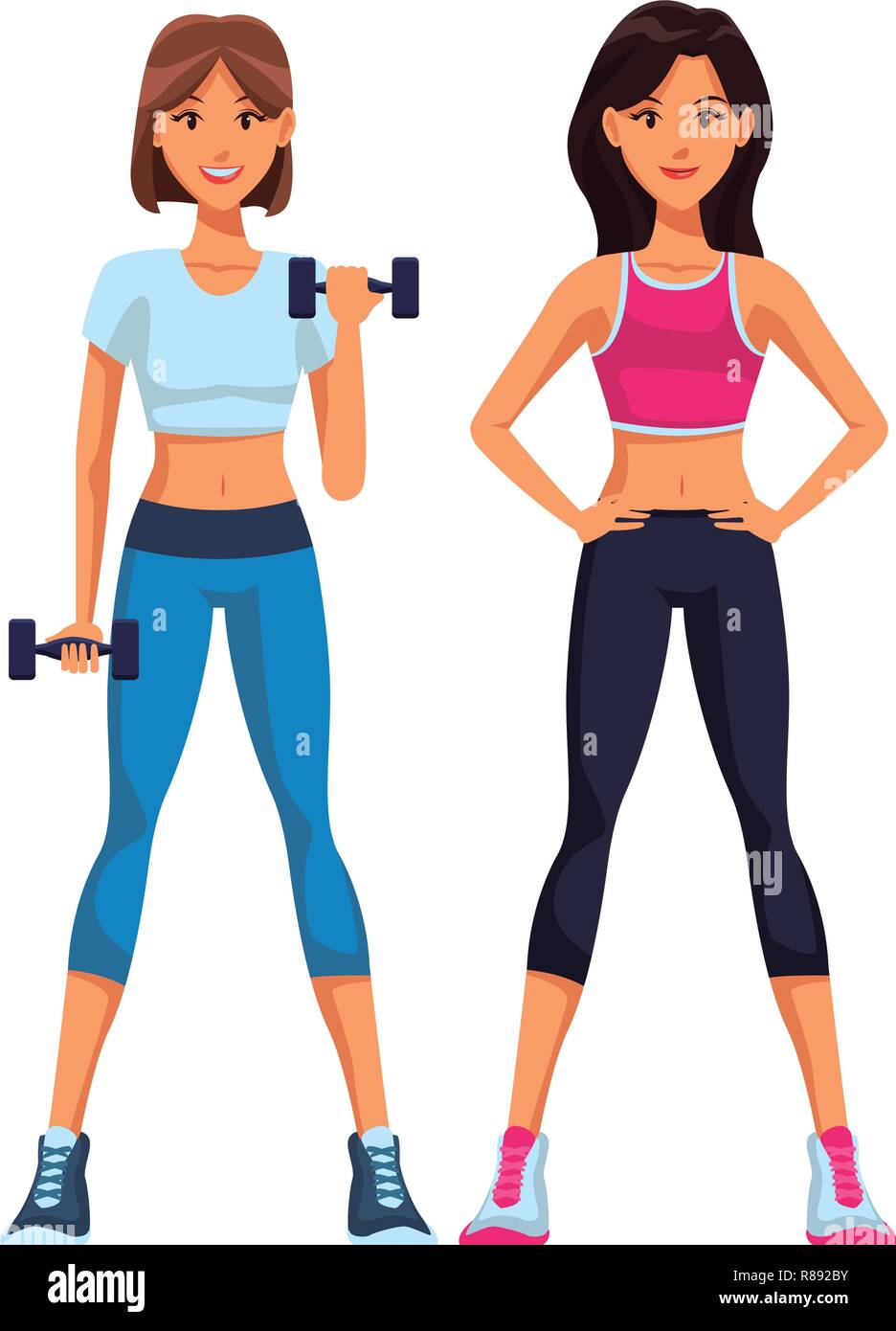 Fitness women cartoon Stock Vector Image & Art - Alamy