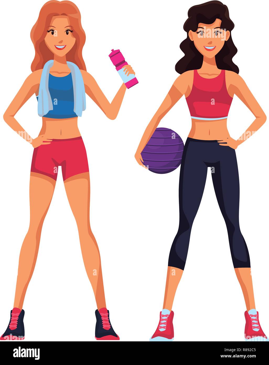 Fitness women cartoon Stock Vector Image & Art - Alamy