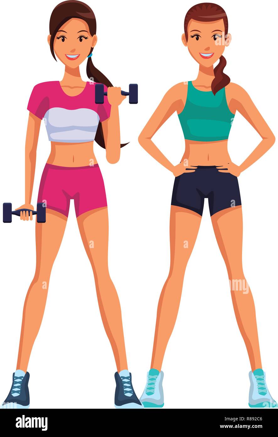 Fitness women cartoon Stock Vector Image & Art - Alamy