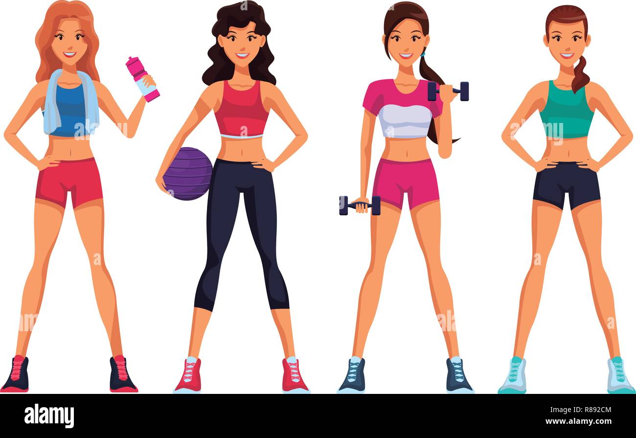 Fitness women cartoon Stock Vector Image & Art - Alamy