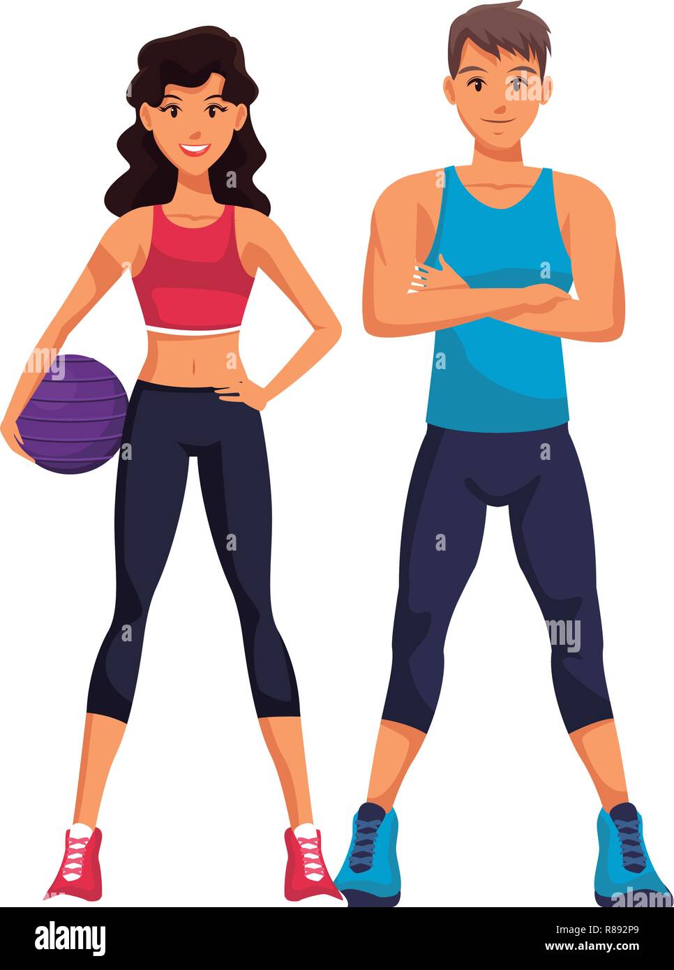 fit couple doing exercise Stock Vector Image & Art - Alamy