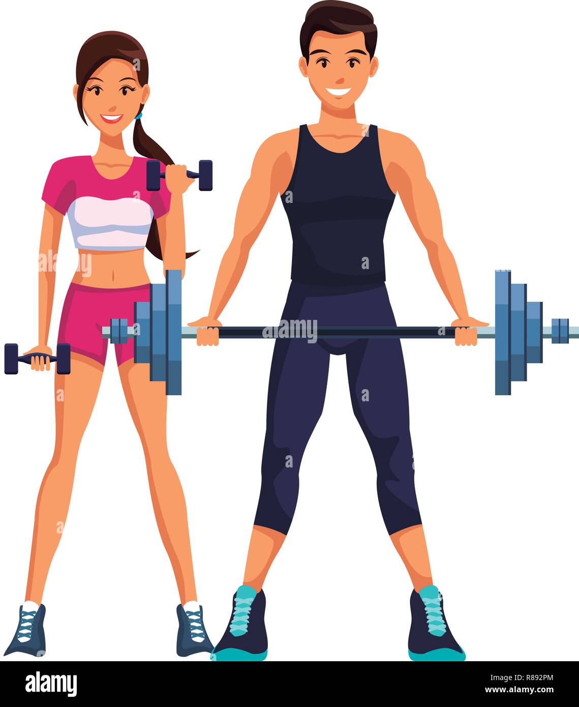 fit couple doing exercise Stock Vector Image & Art - Alamy
