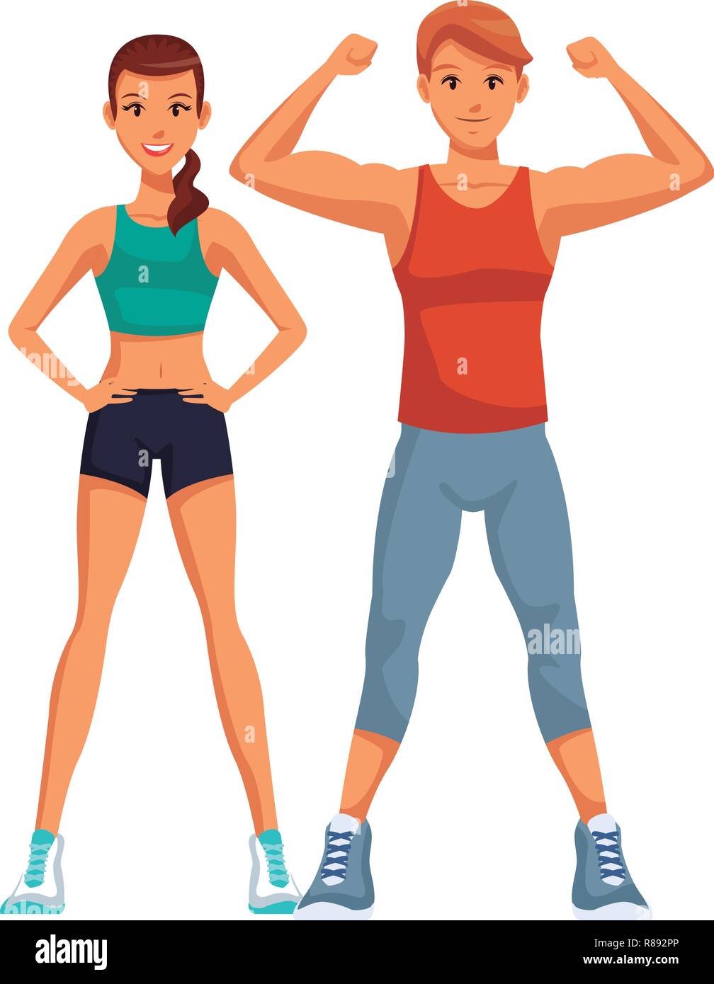 fit couple doing exercise Stock Vector Image & Art - Alamy