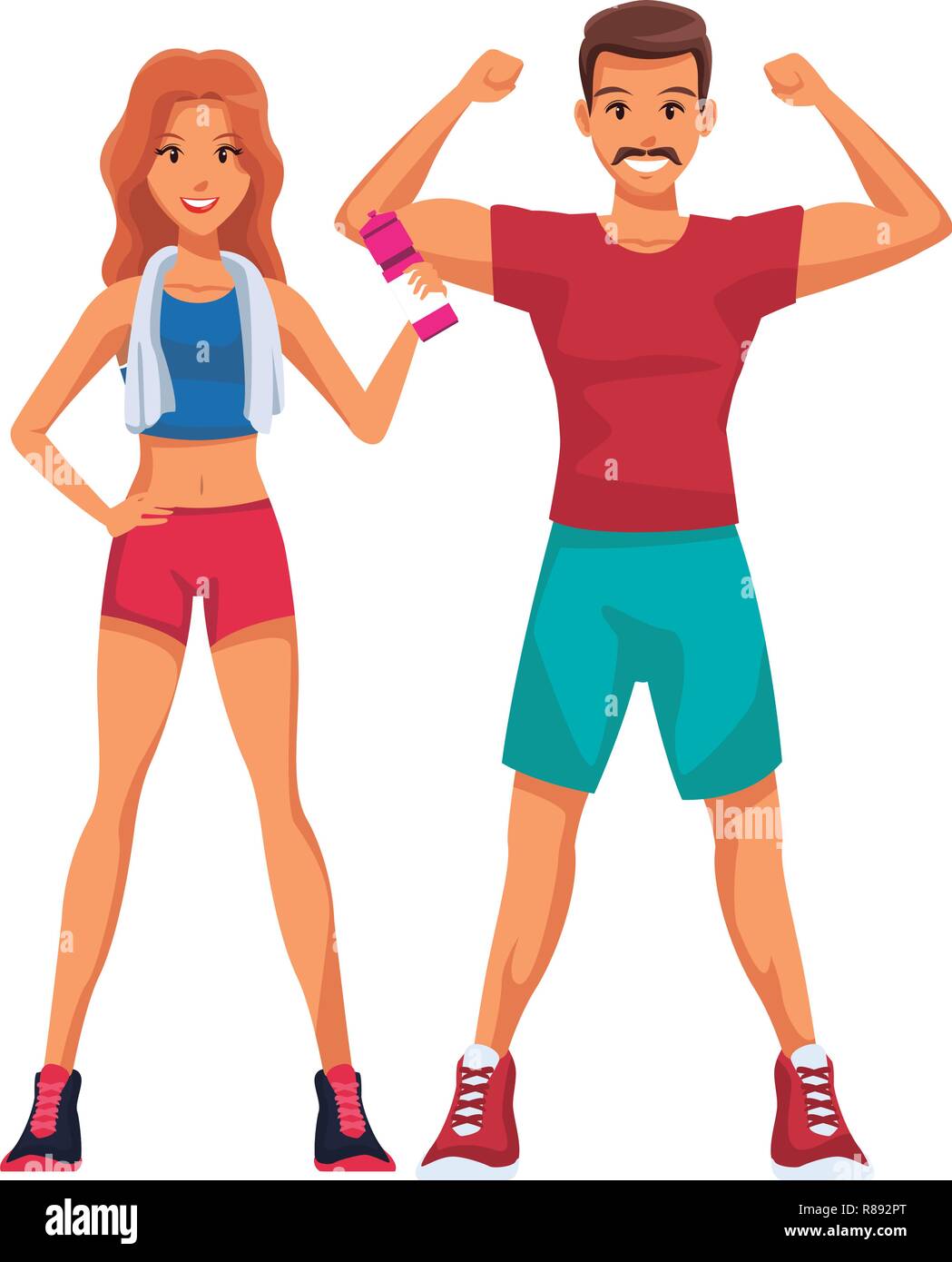 fit couple doing exercise Stock Vector Image & Art - Alamy