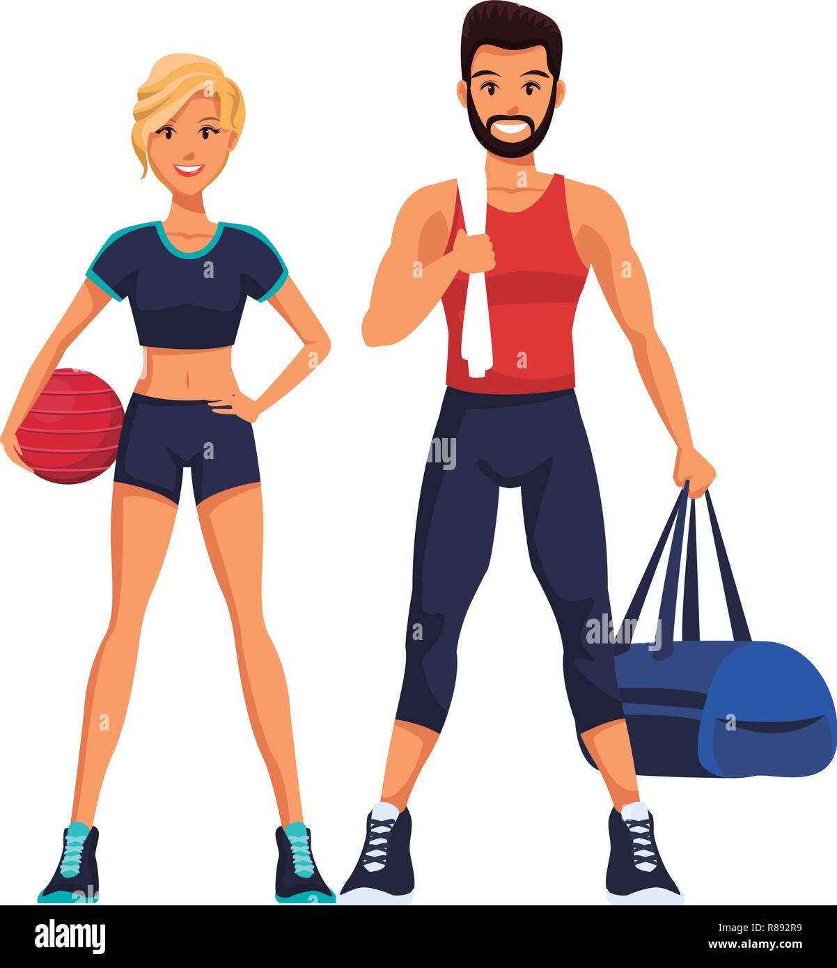 fit couple doing exercise Stock Vector Image & Art - Alamy