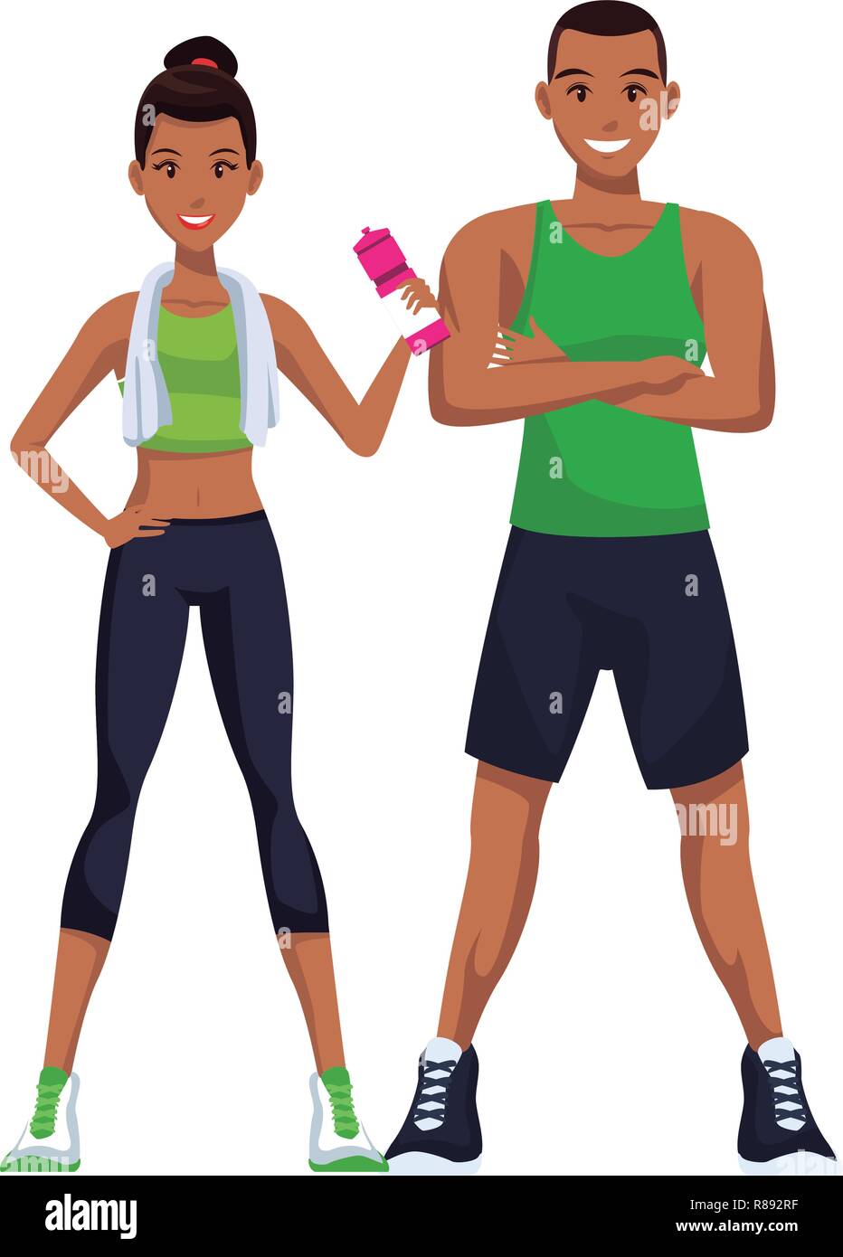 fit couple doing exercise Stock Vector Image & Art - Alamy
