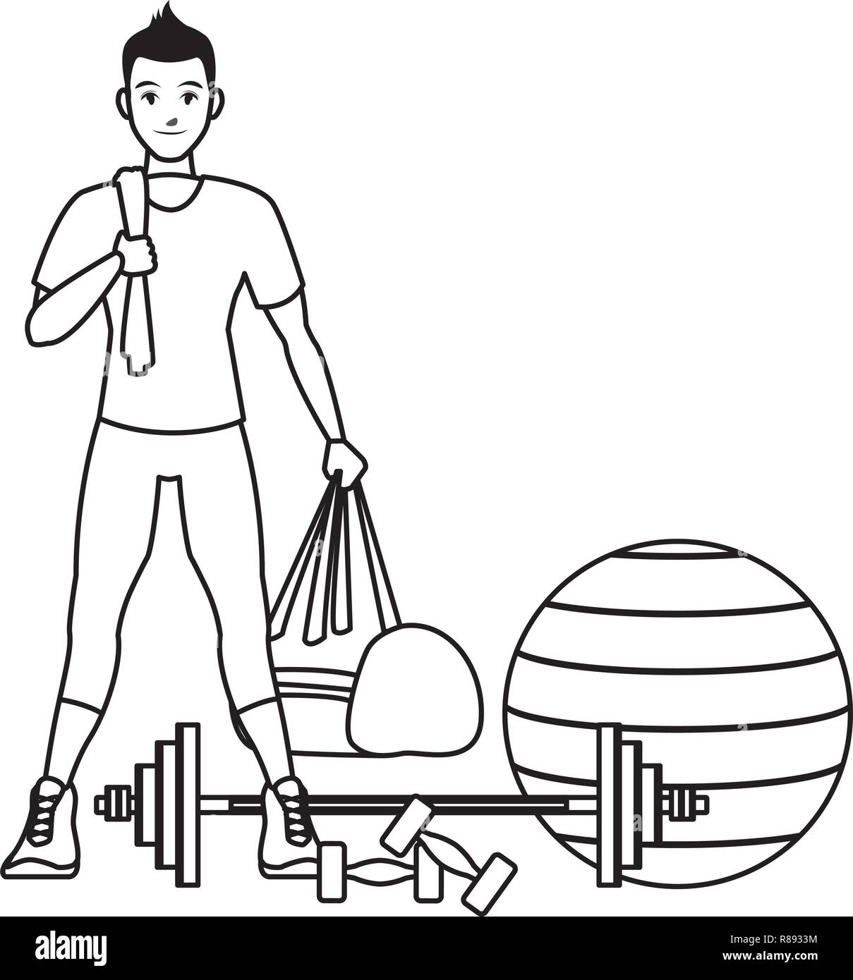 Fitness back black man Stock Vector Images - Alamy