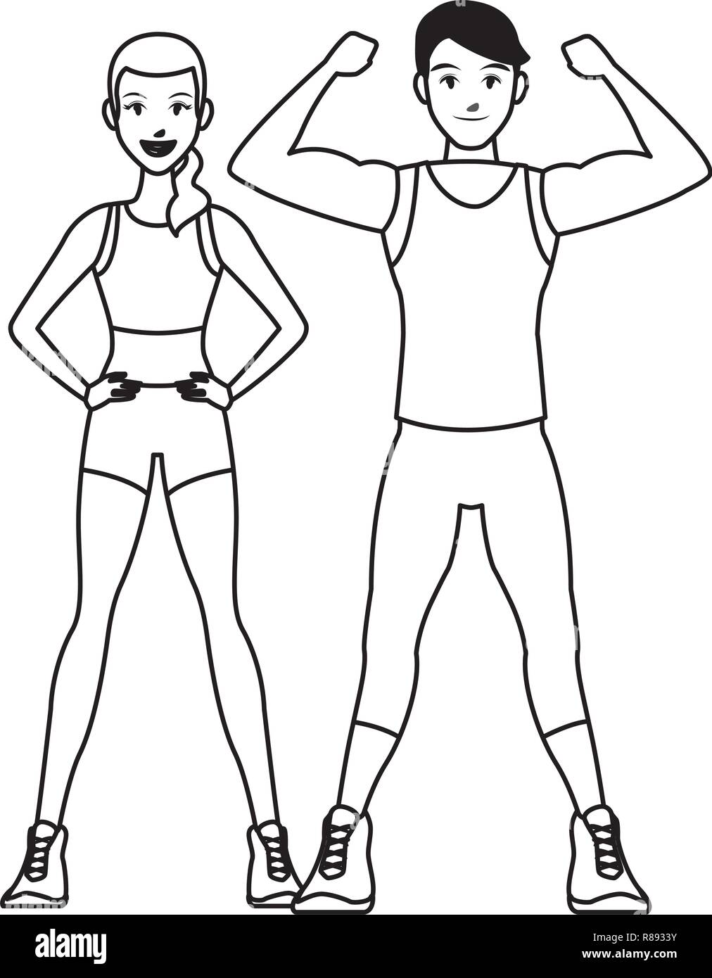 fit couple doing exercise Stock Vector Image & Art - Alamy