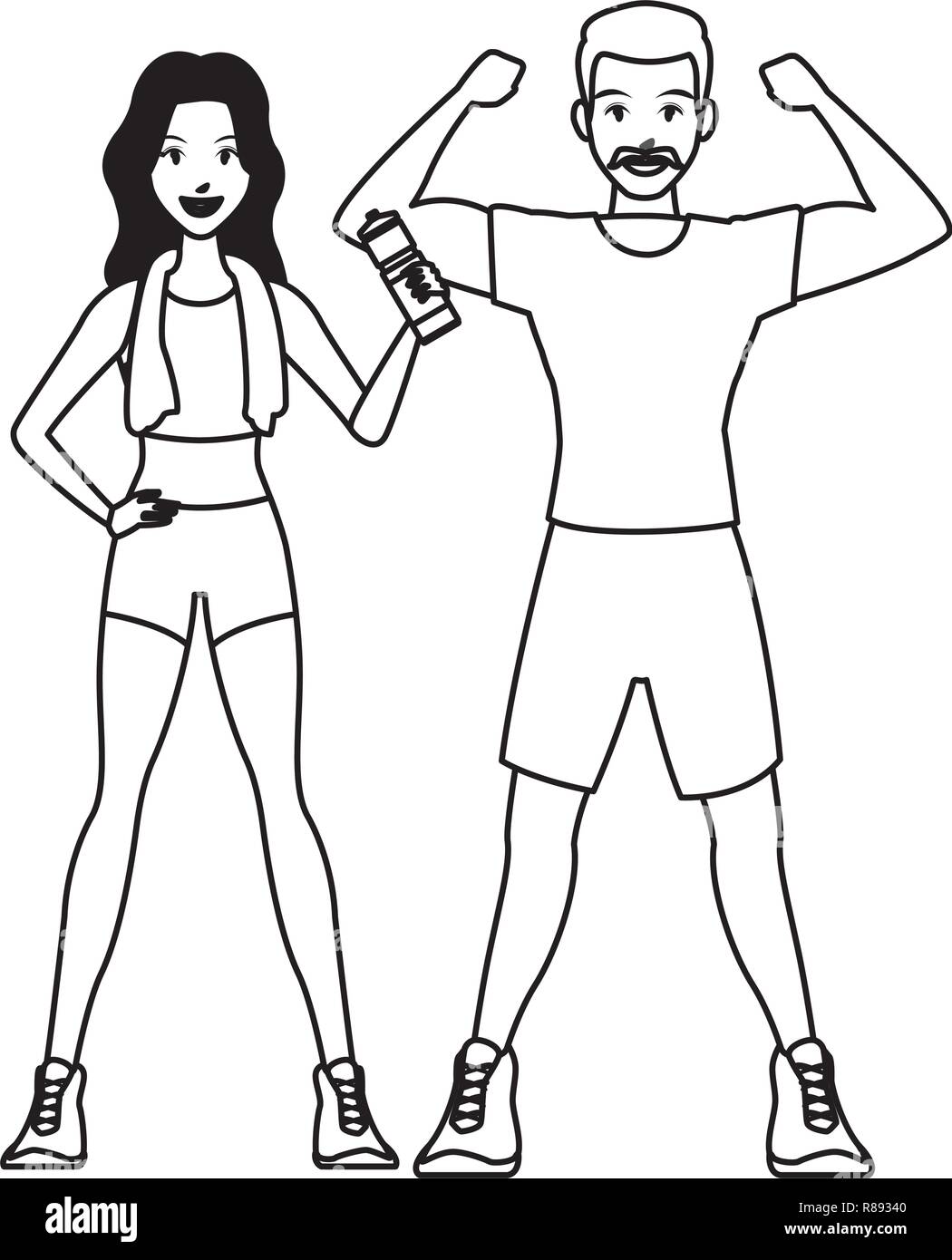 fit couple doing exercise Stock Vector Image & Art - Alamy