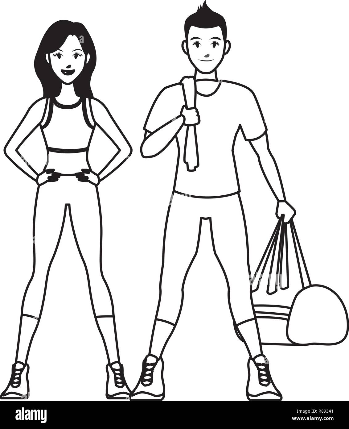 fit couple doing exercise Stock Vector Image & Art - Alamy