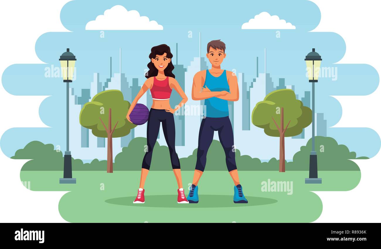 Attractive couple gym Stock Vector Images - Alamy